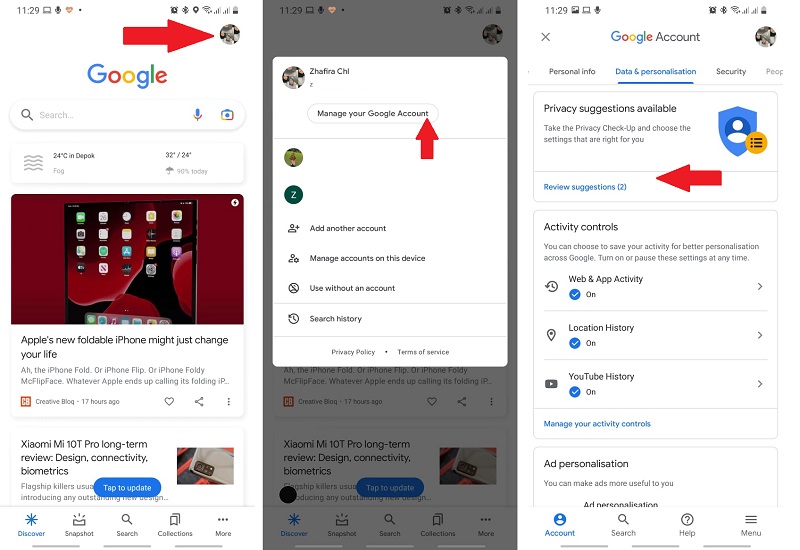 Cara lindungi data di Google dengan Privacy Checkup